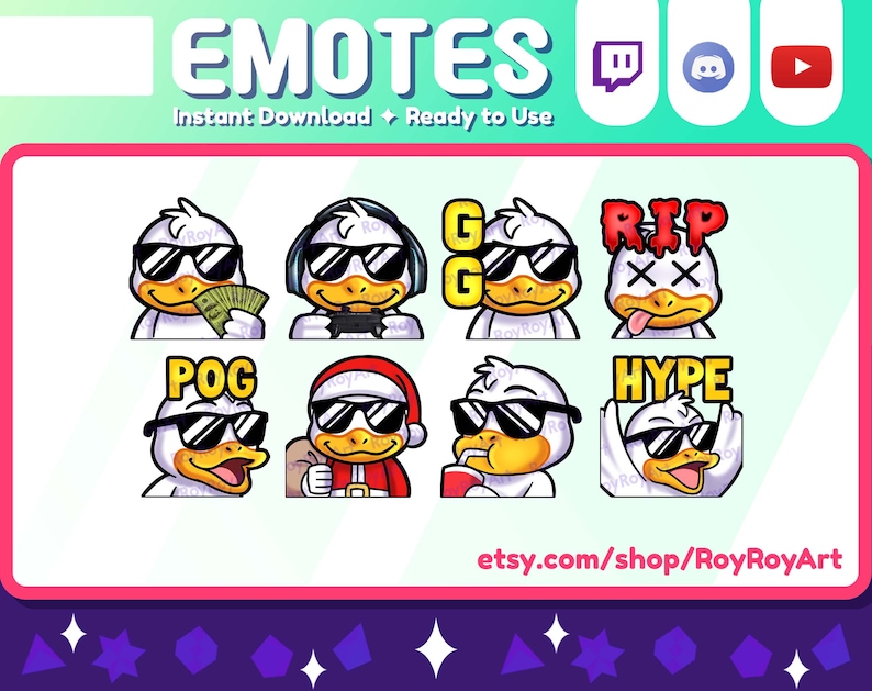 Twitch Emotes - Cool Duck Emotes Pack - Etsy