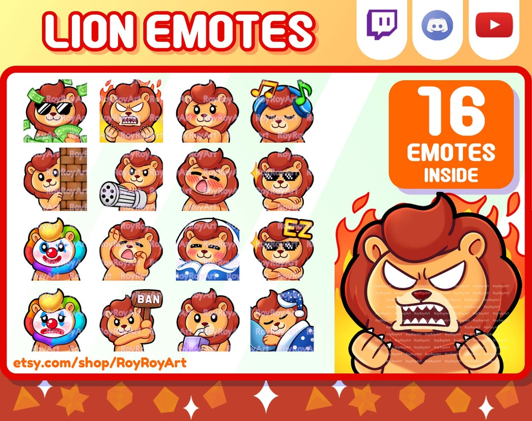 Twitch Emotes - Cute Lion Mega Pack Emotes / Sub Emojis - Etsy