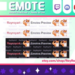 Twitch Emote Cute Fox Kitsune Buff Strong Flexing Sub Emoji - Etsy