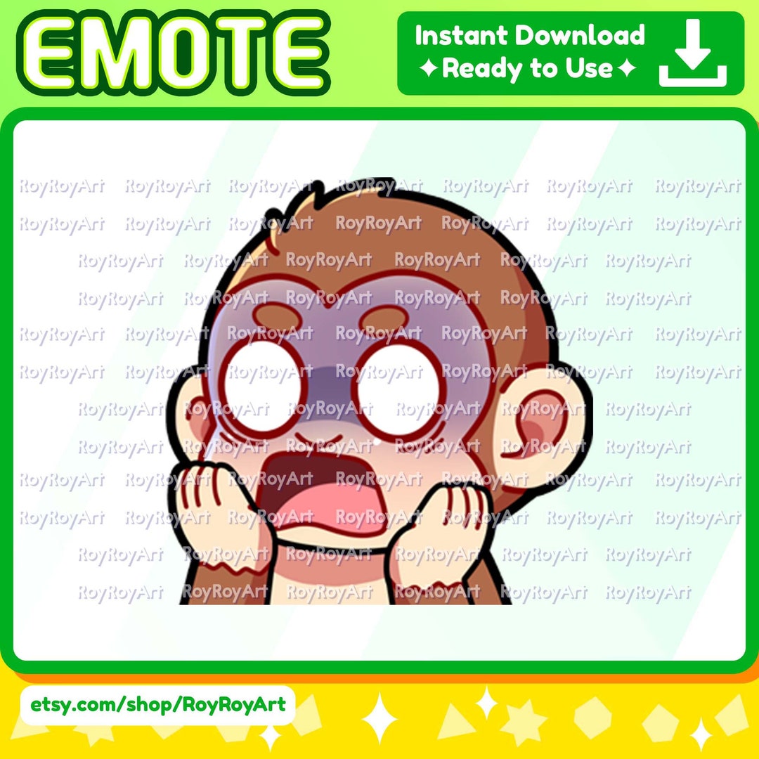 Twitch Emote - Cute Monkey Scared Shocked / Sub Emoji Discord Kick - Etsy