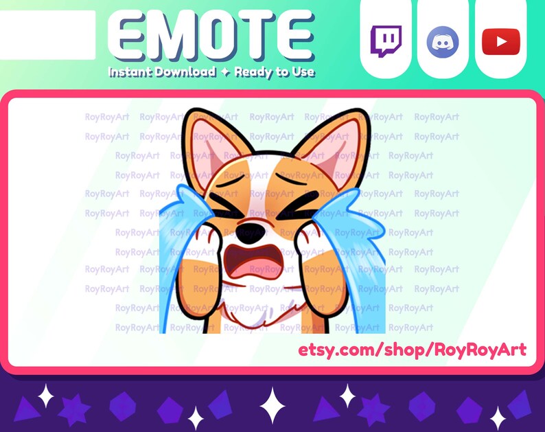 Twitch Emote Cute Dog Corgi Crying Emote / Sub Emoji - Etsy