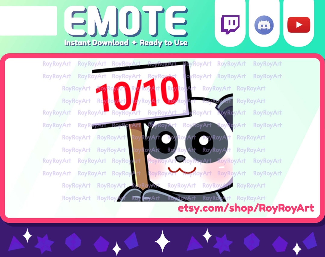Twitch Emote - Cute Panda 10/10 Sign Emote / Sub Emoji - Etsy