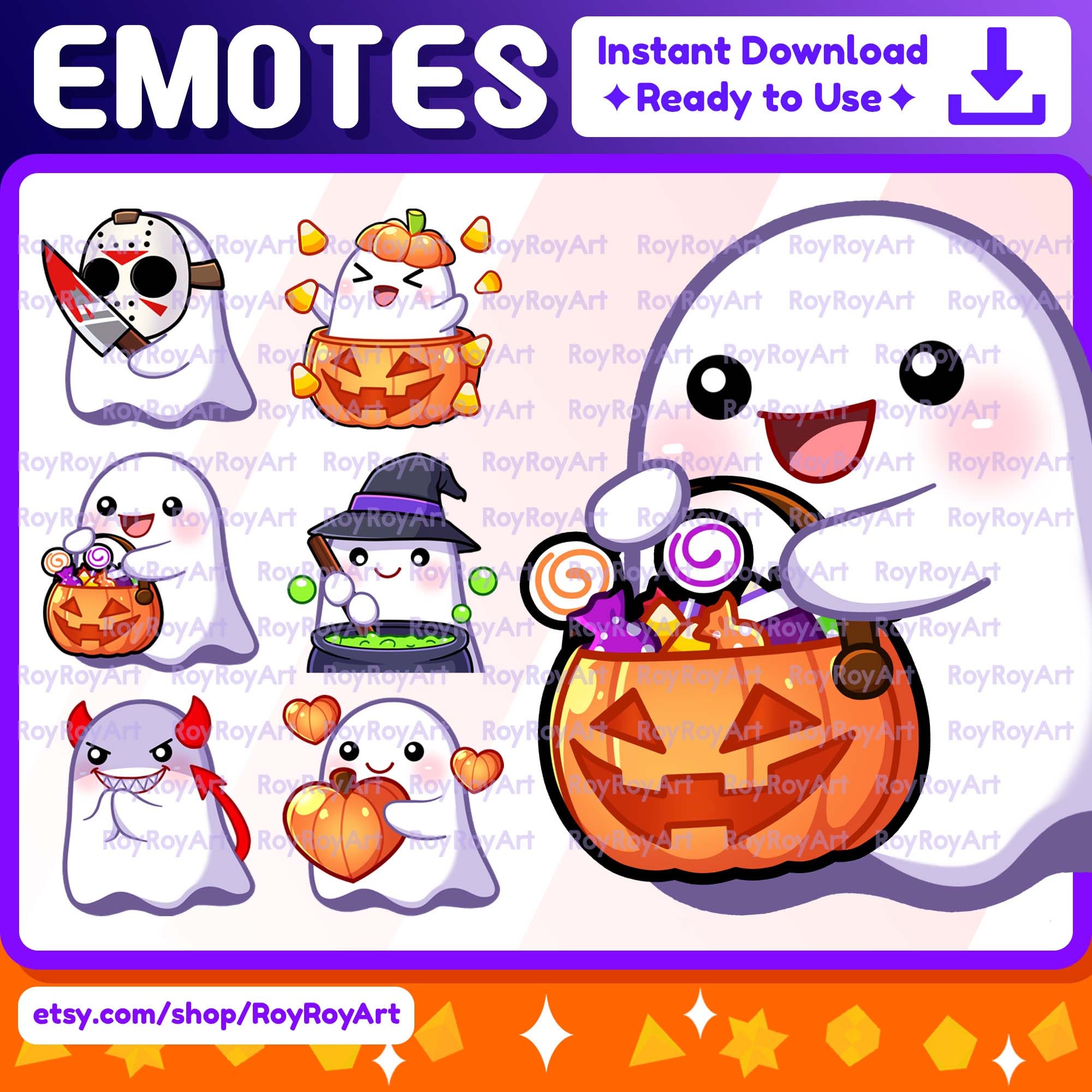 Halloween Twitch Emotes - Kawaii Ghost / Knife Horror, Witch, Candy ...