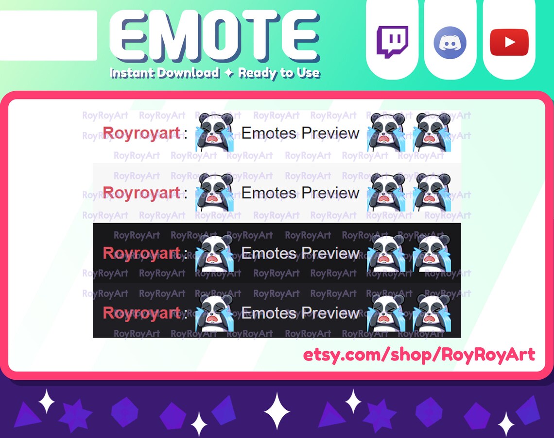 Twitch Emote - Cute Panda Crying Emote / Sub Emoji - Etsy