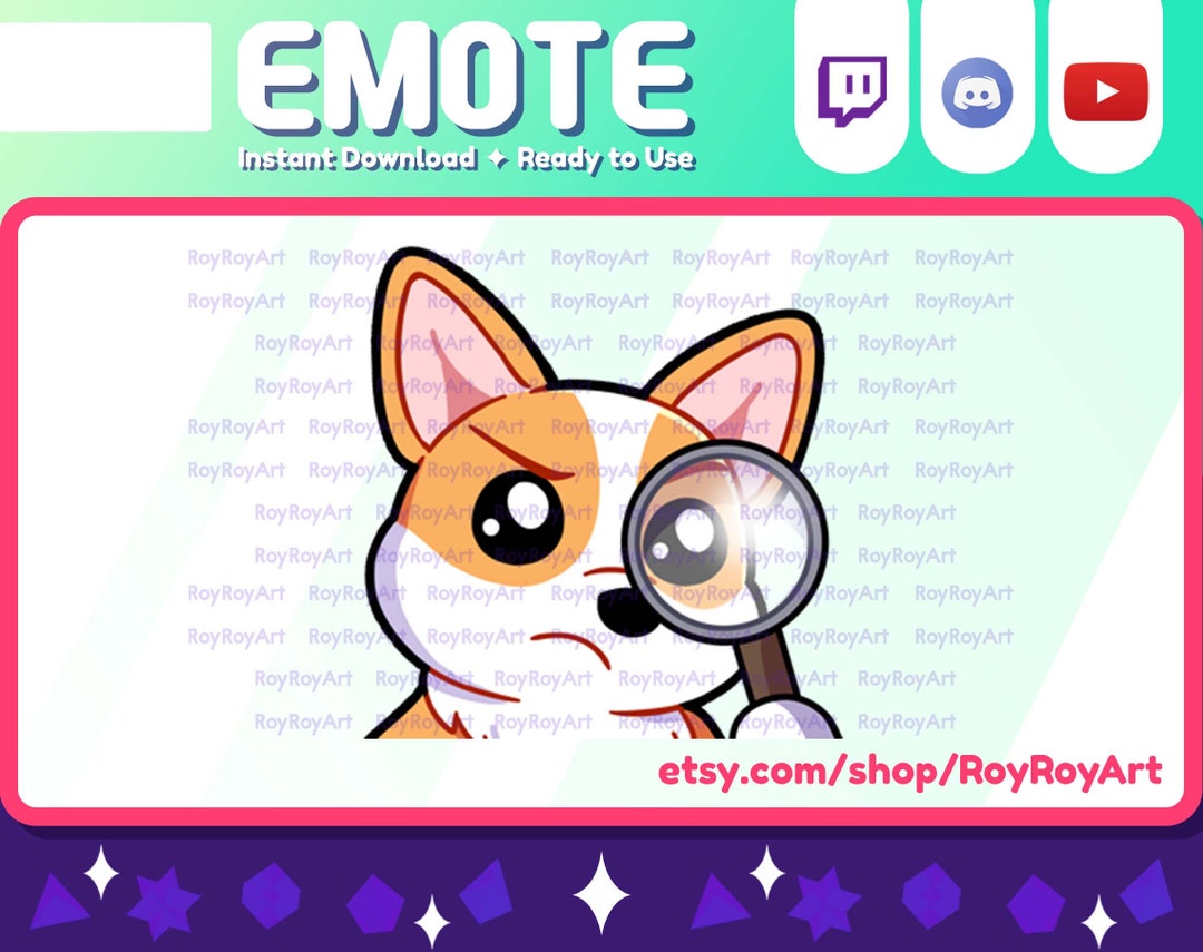 Twitch Emote - Cute Dog Corgi SUS Magnifying Glass Emote / Sub Emoji - Etsy