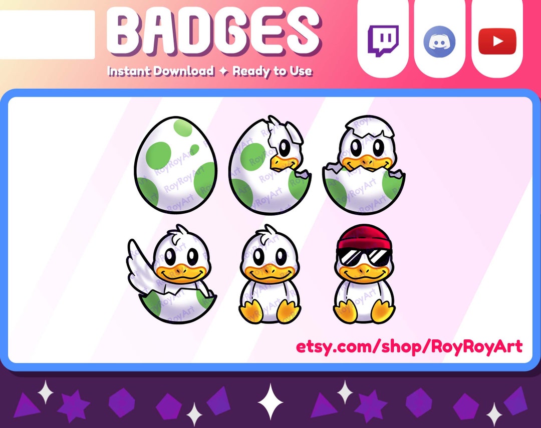 Twitch Sub Badges - Cool Duck From Egg Pack - Etsy