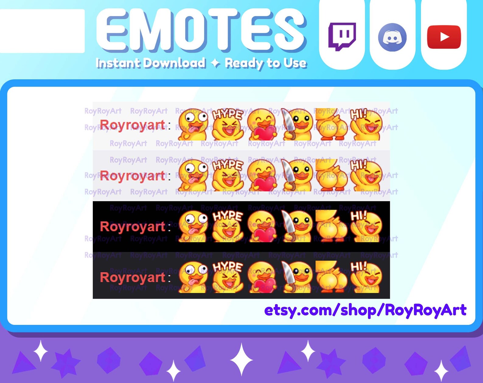 Twitch Emotes - Lindo pato amarillo Emotes Pack / Derp, Hype, Love ...
