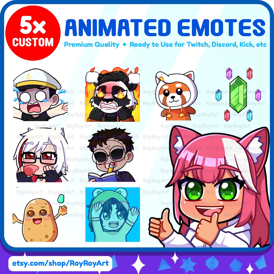 5x Custom Animated Emotes for Twitch/discord/kick/youtube/streaming ...