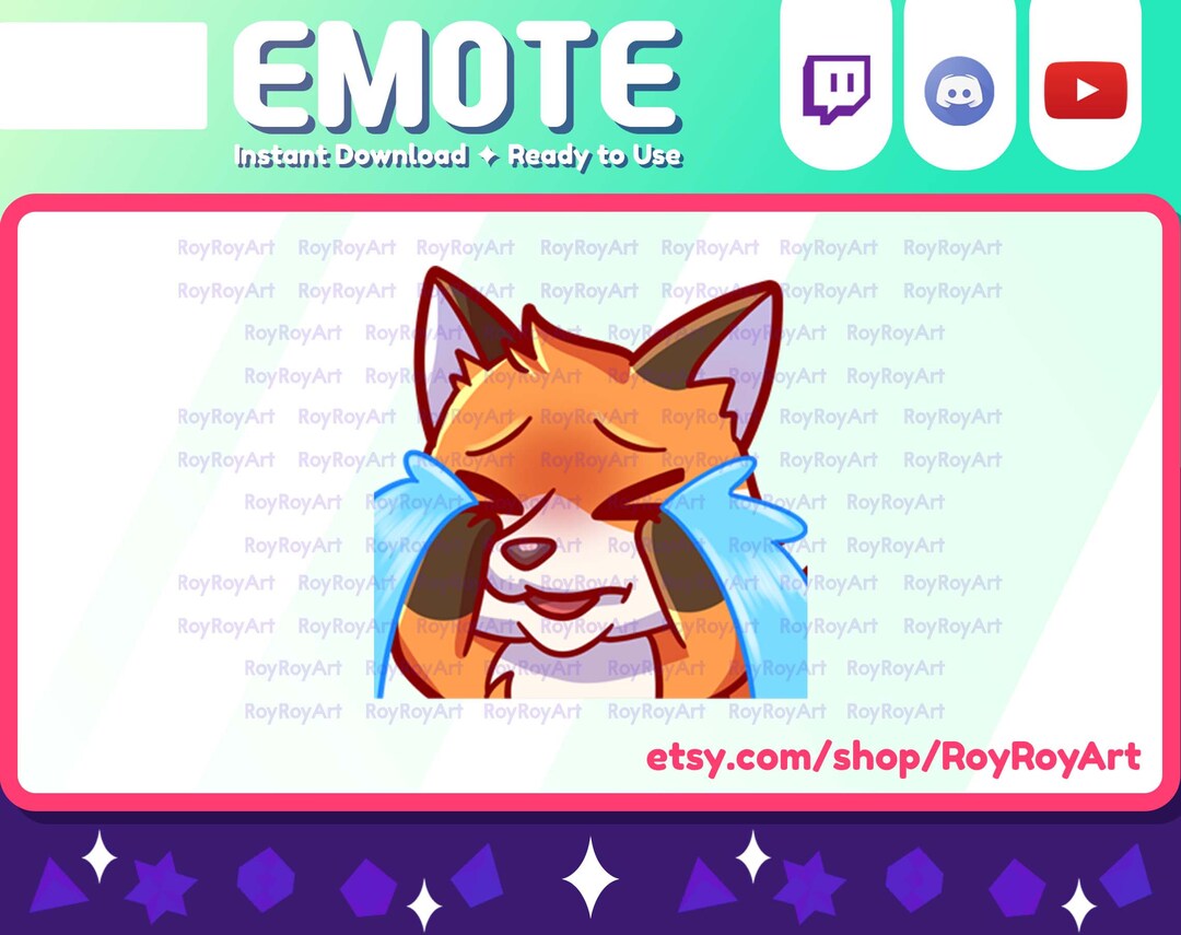 Twitch Emote - Cute Fox Kitsune Crying Sad Sub Emoji - Etsy