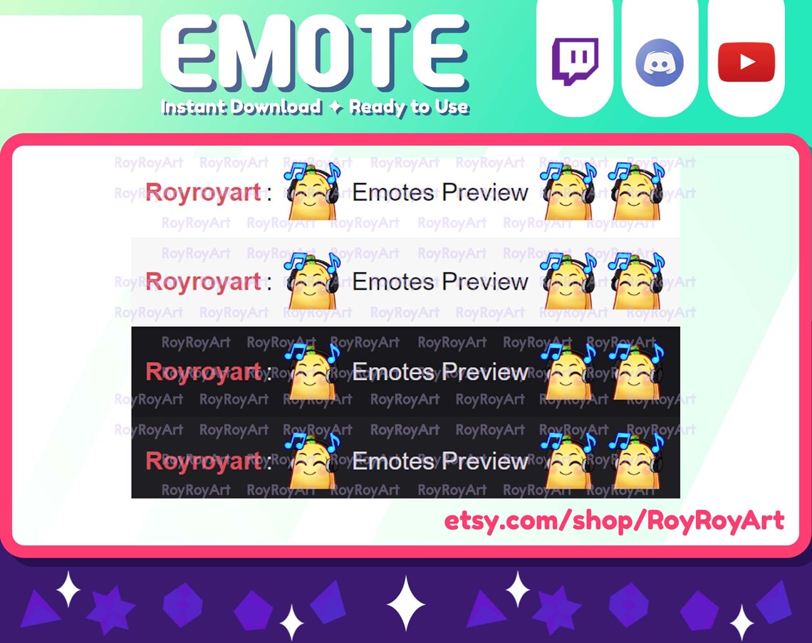 Twitch Emote Cute Banana Music Jam Emote / Sub Emoji - Etsy