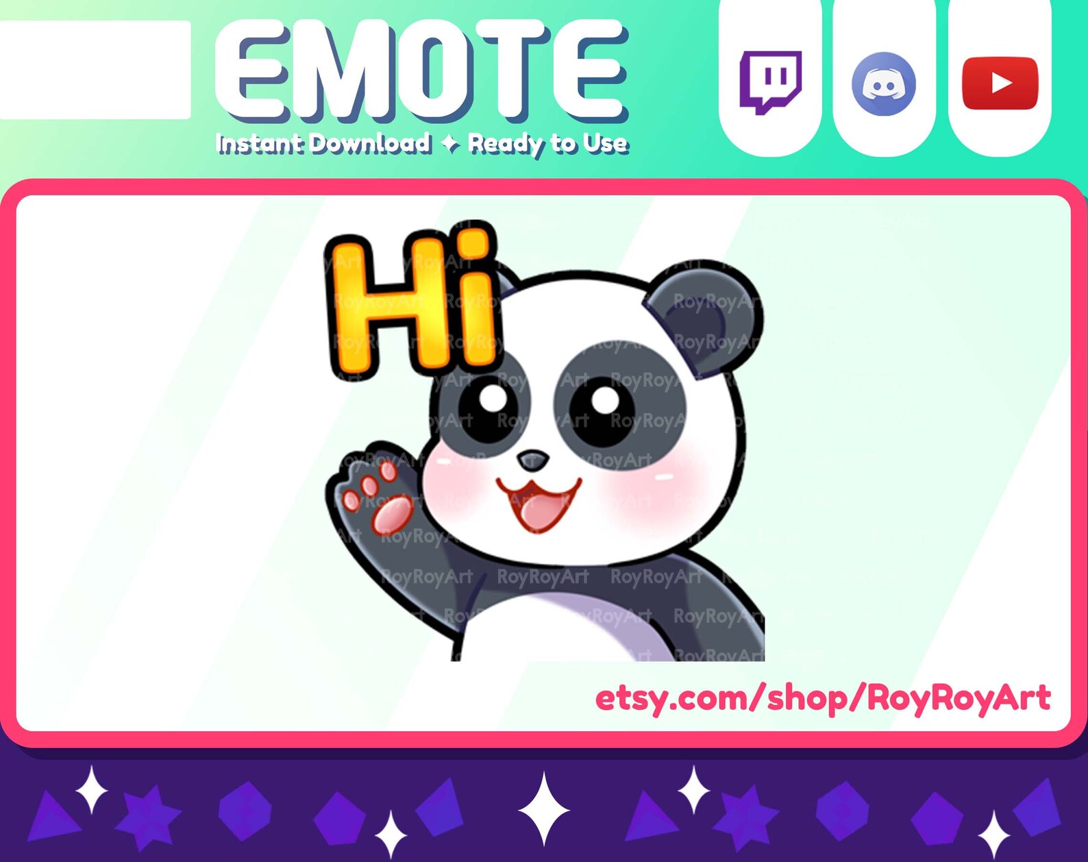 Twitch Emote Cute Panda Hi Hello Emote / Sub Emoji - Etsy