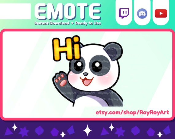 Twitch Emote Cute Panda Hi Hello Emote / Sub Emoji - Etsy
