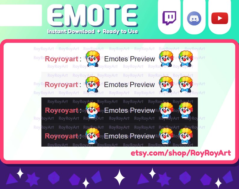 Twitch Emote - Cute Penguin Clown Emote / Sub Emoji - Etsy