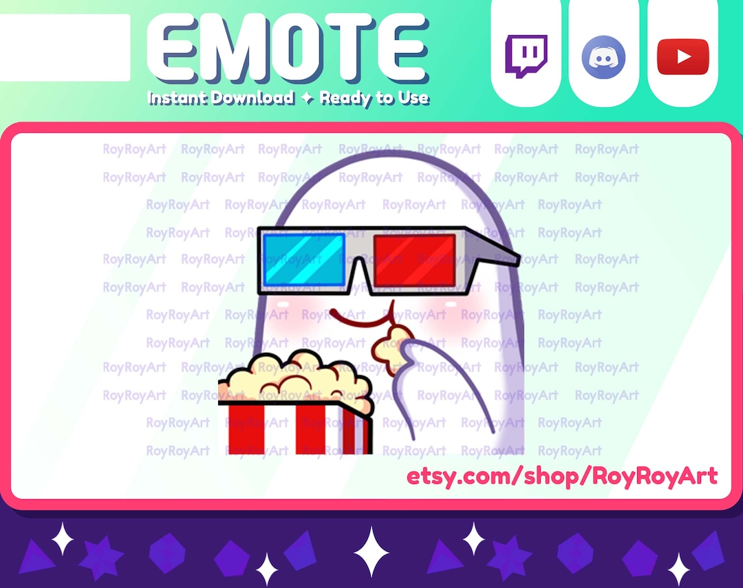 Twitch Emote - Kawaii Ghost Popcorn Movie Emote / Sub Emoji - Etsy