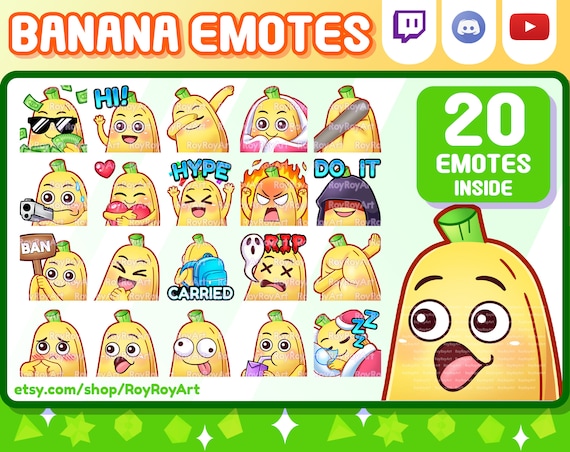 Twitch Emotes Cute Banana Mega Pack Emotes / 20 Emotes - Etsy
