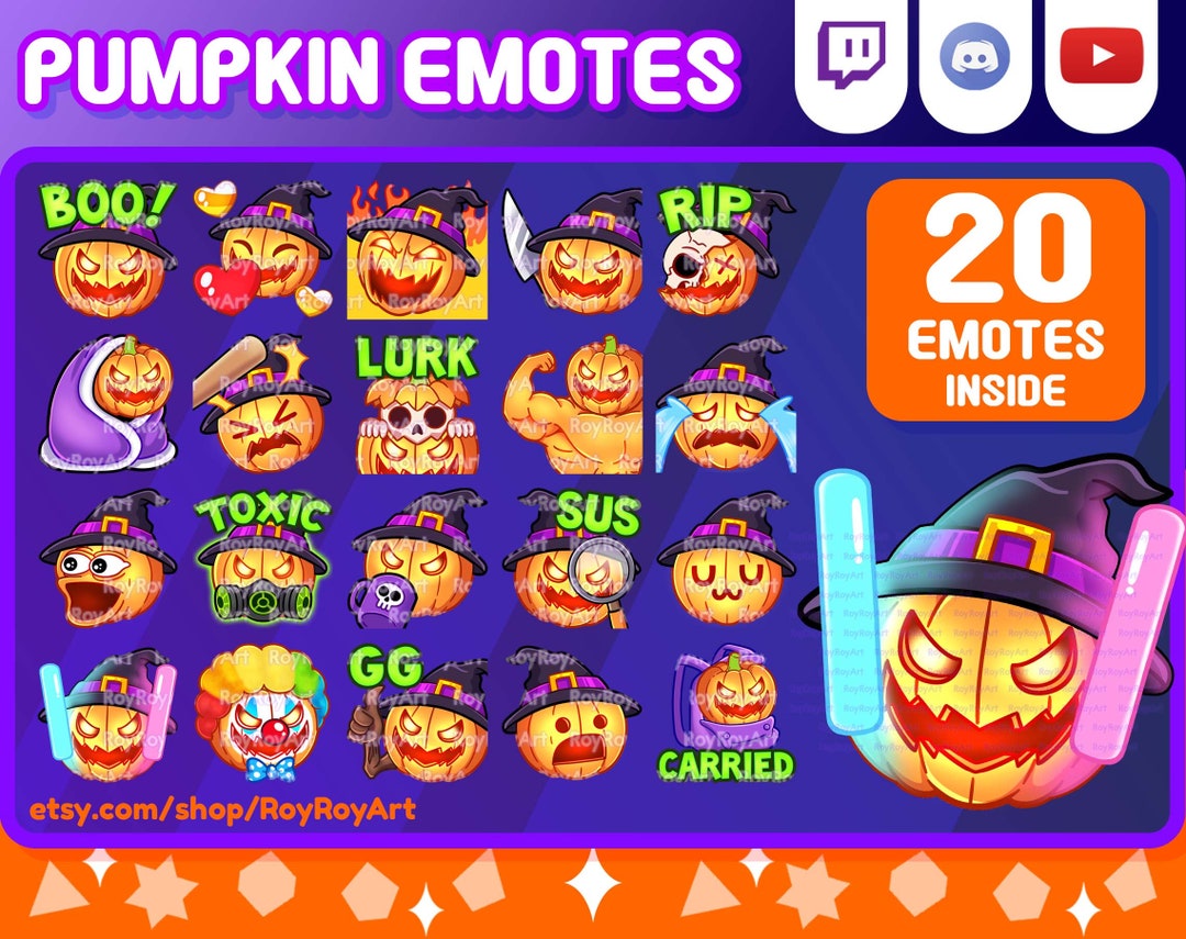 Twitch Emotes Halloween - Scary Pumpkin Mega Pack Include 20 Emotes - Etsy