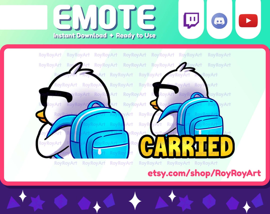 Twitch Emote - Cool Duck Carried / Sub Emoji Discord - Etsy