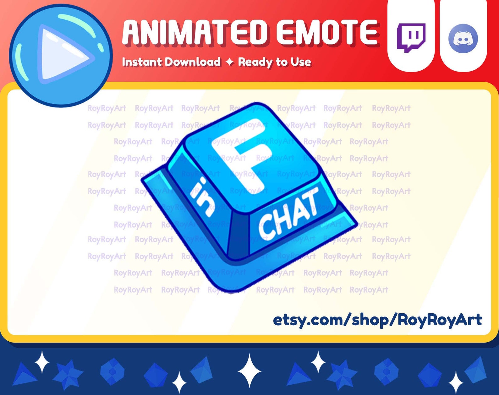 Twitch Emote Animated - F Keyboard Blue Press Button - Etsy