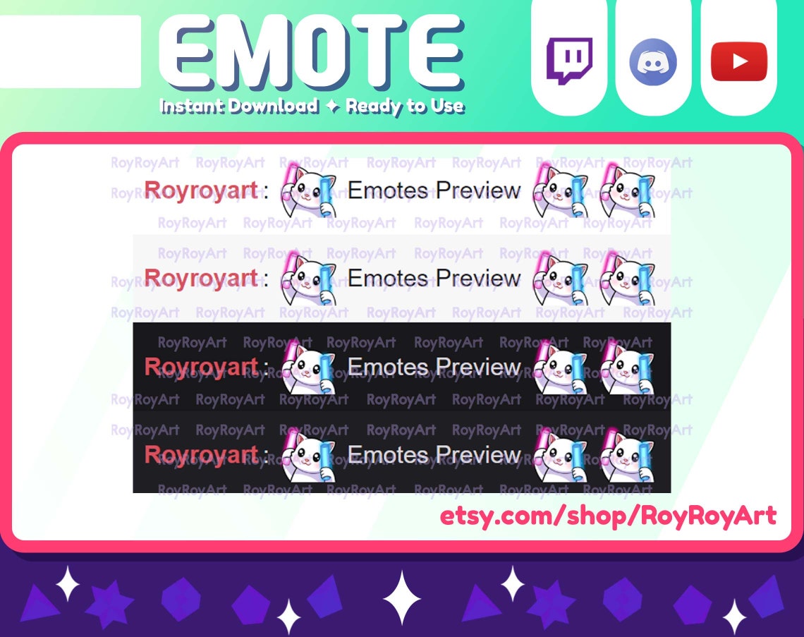 Twitch Emote White Cat Rave Lightstick Emote / Sub Emoji - Etsy
