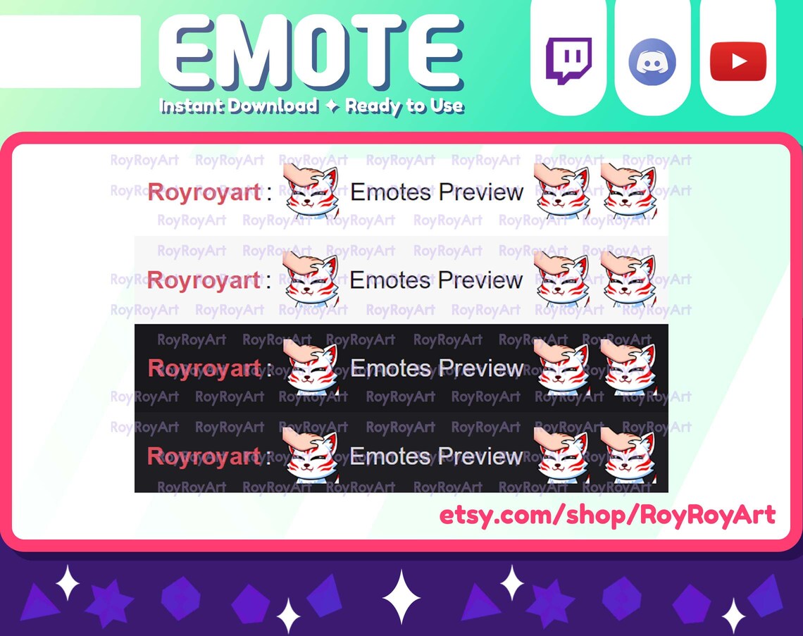Twitch Emote - Kitsune White Fox Pat Headpat Sub Emoji - Etsy