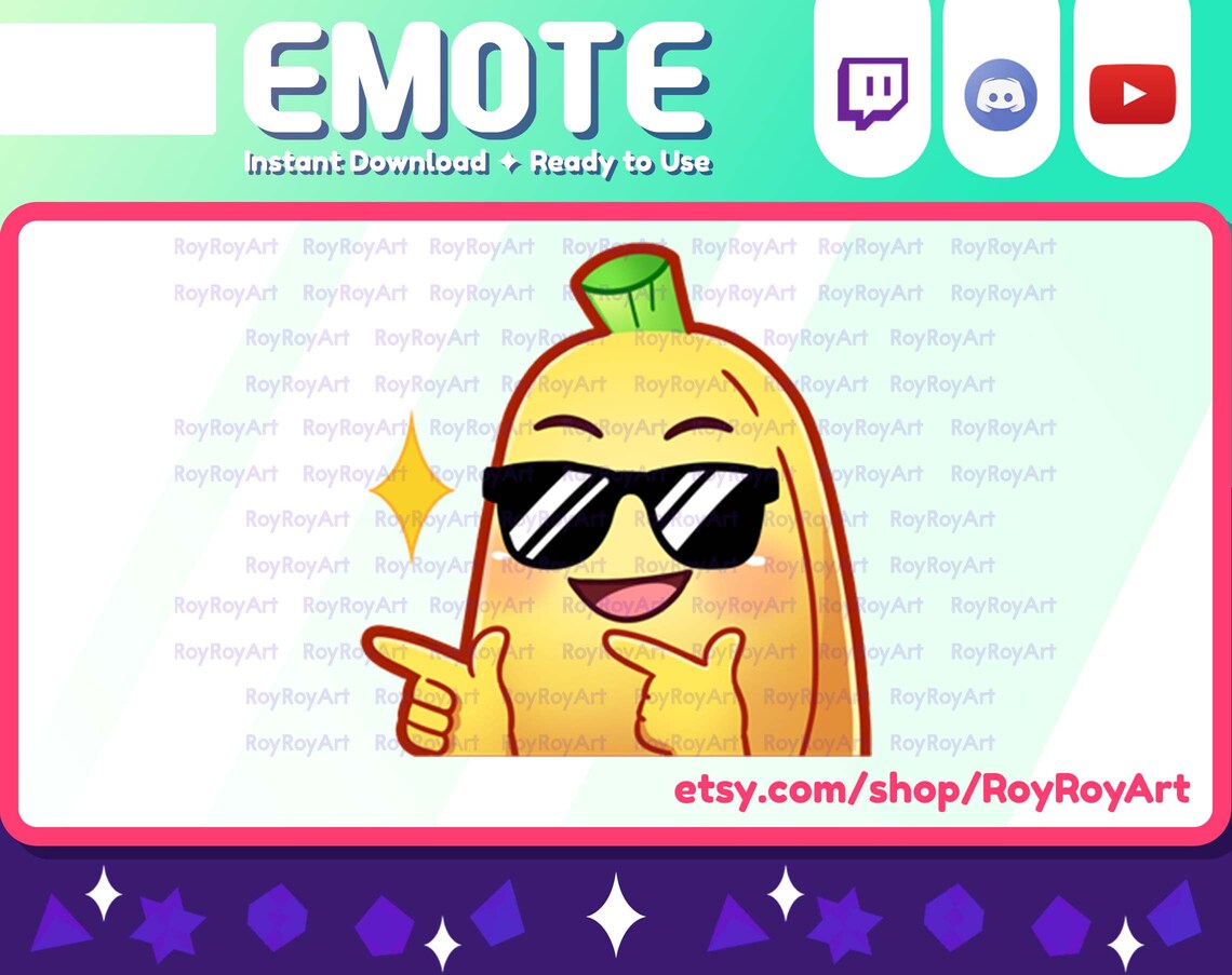 Twitch Emote Cute Banana Cool Finger Gun Emote / Sub Emoji - Etsy