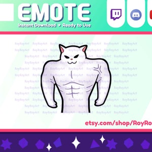 Twitch Emote - White Cat Meme Buff Power Up - Etsy