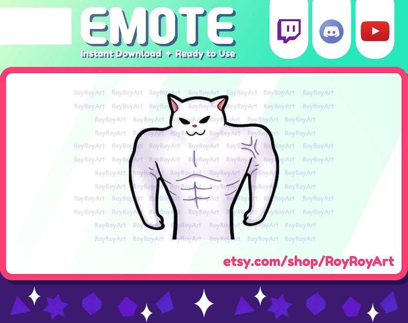 Twitch Emote White Cat Meme Buff Power Up | Etsy