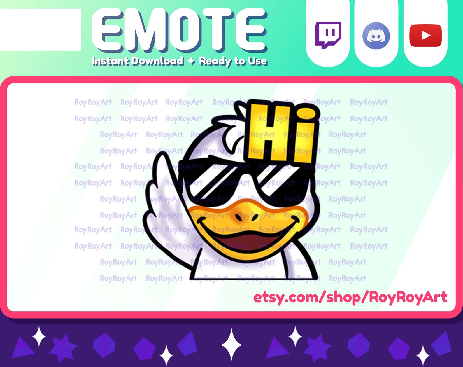 Twitch Emote Cool Duck Hi Hello Waving / Sub Emoji Discord - Etsy