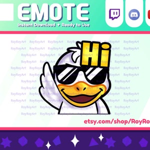 Twitch Emote - Cool Duck Hi Hello Waving / Sub Emoji Discord - Etsy