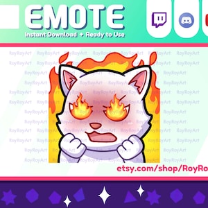 Twitch Emote - White Cat Angry Emote / Sub Emoji - Etsy