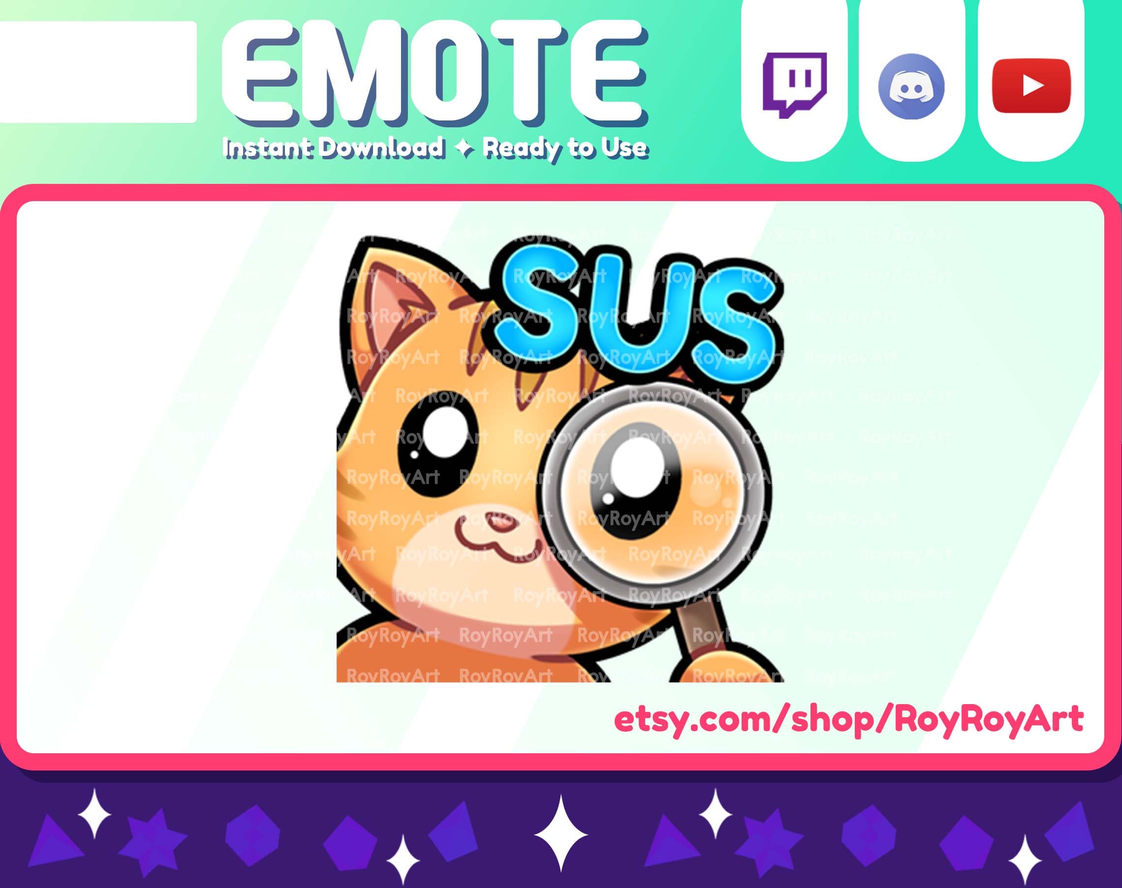 Twitch Emote Orange Cat Sus Emote / Sub Emoji | Etsy