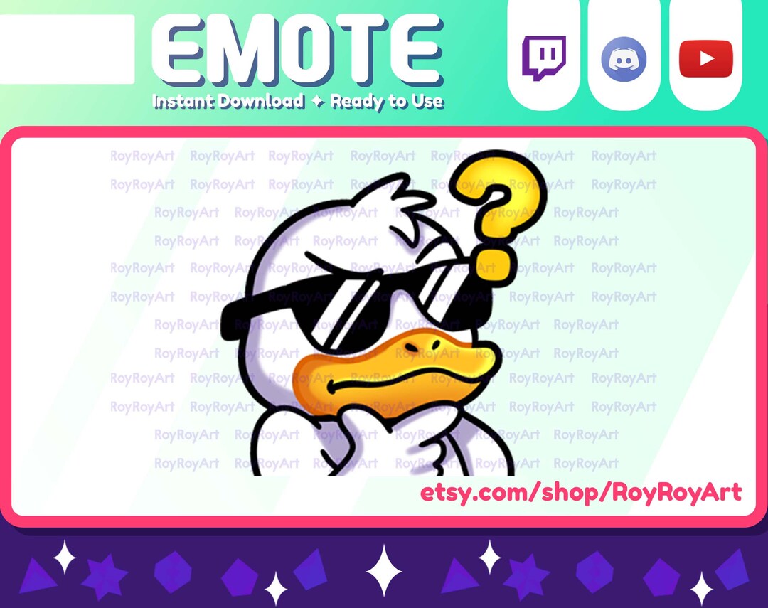 Twitch Emote - Cool Duck Thinking Confused / Sub Emoji Discord - Etsy