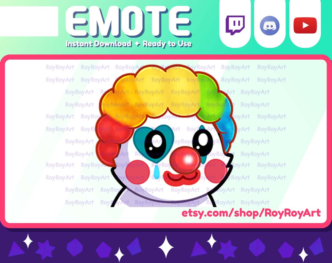 Twitch Emote - White Cat Clown Emote / Sub Emoji - Etsy