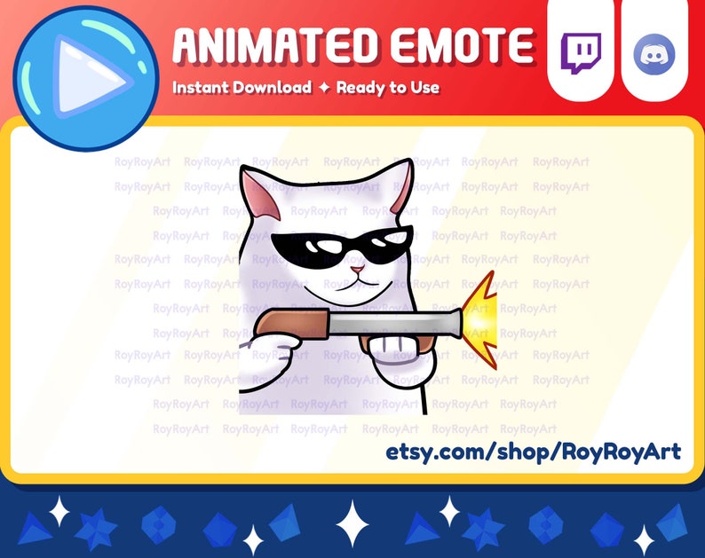 Twitch Emote Animated - Cool Cat Shotgun Emote Animated - Etsy