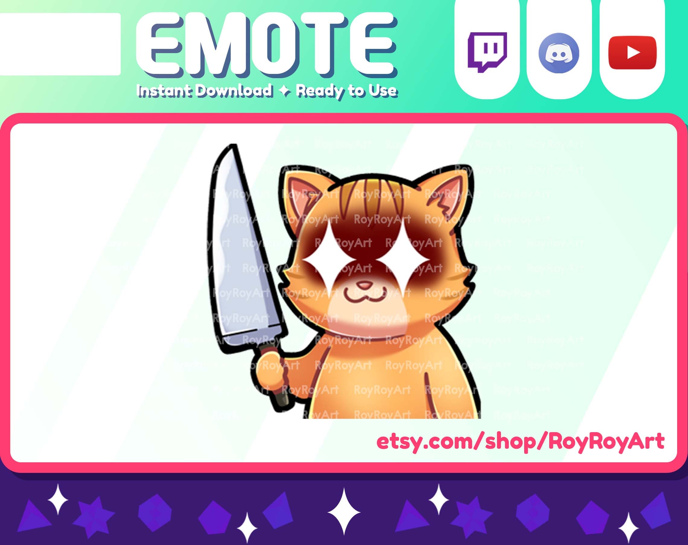 Twitch Emote - Orange Cat Knife Emote / Sub Emoji - Etsy