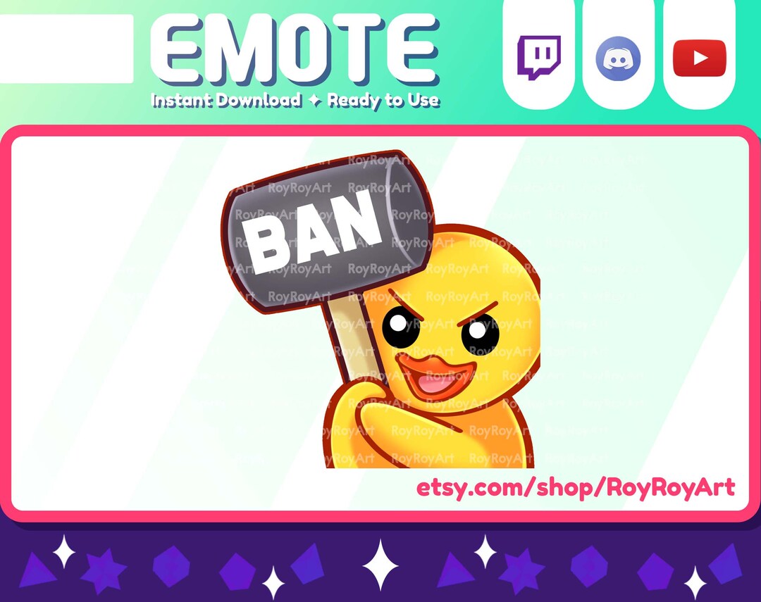 Twitch Emote - Cute Yellow Duck Emote Ban Hammer / Stream Sub Emoji - Etsy