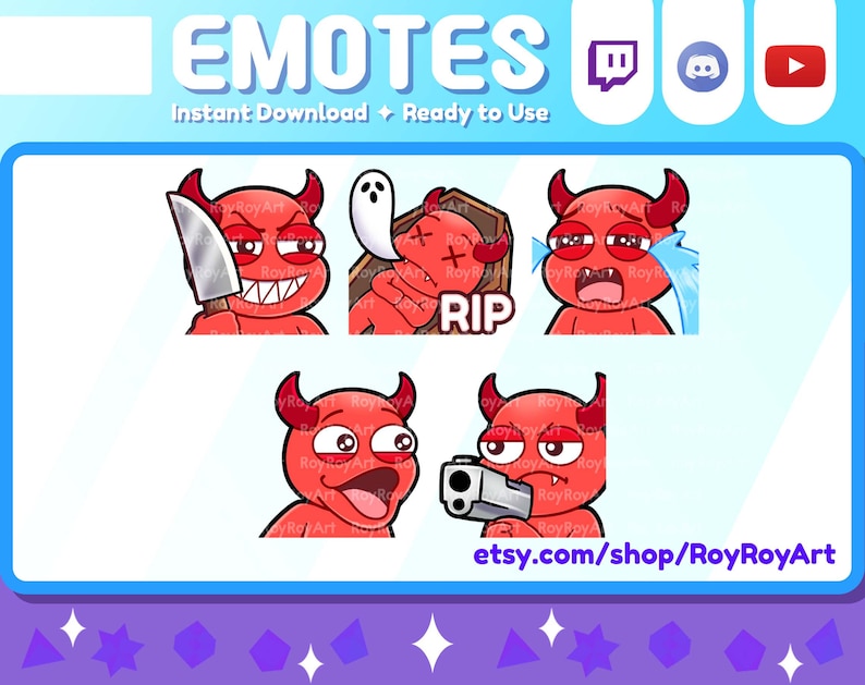 Twitch Emotes Halloween Cute Devil Evil Emotes Pack 2 / - Etsy