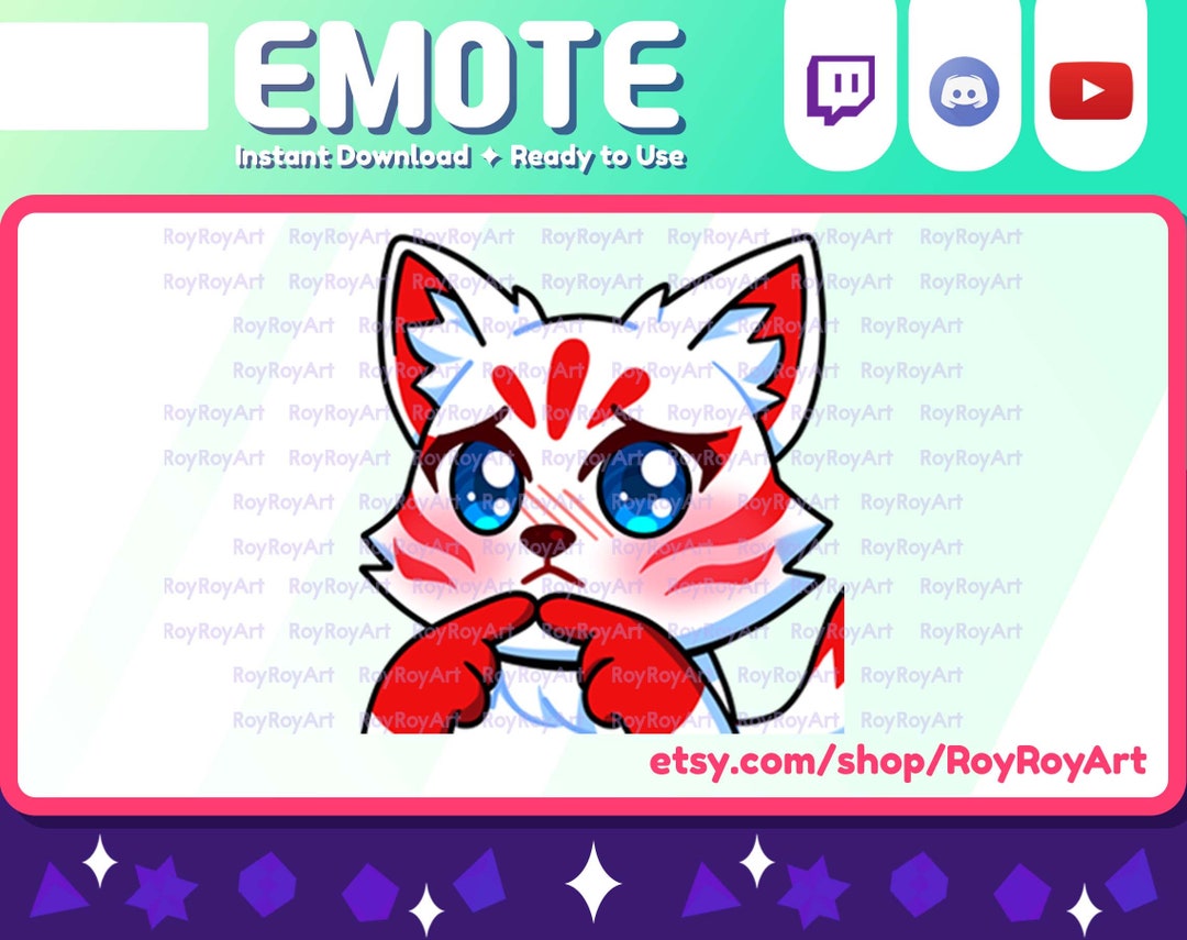 Twitch Emote - Kitsune White Fox Shy Sub Emoji - Etsy