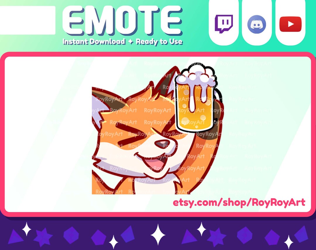Twitch Emote - Cute Fox Kitsune Beer Cheers Sub Emoji - Etsy