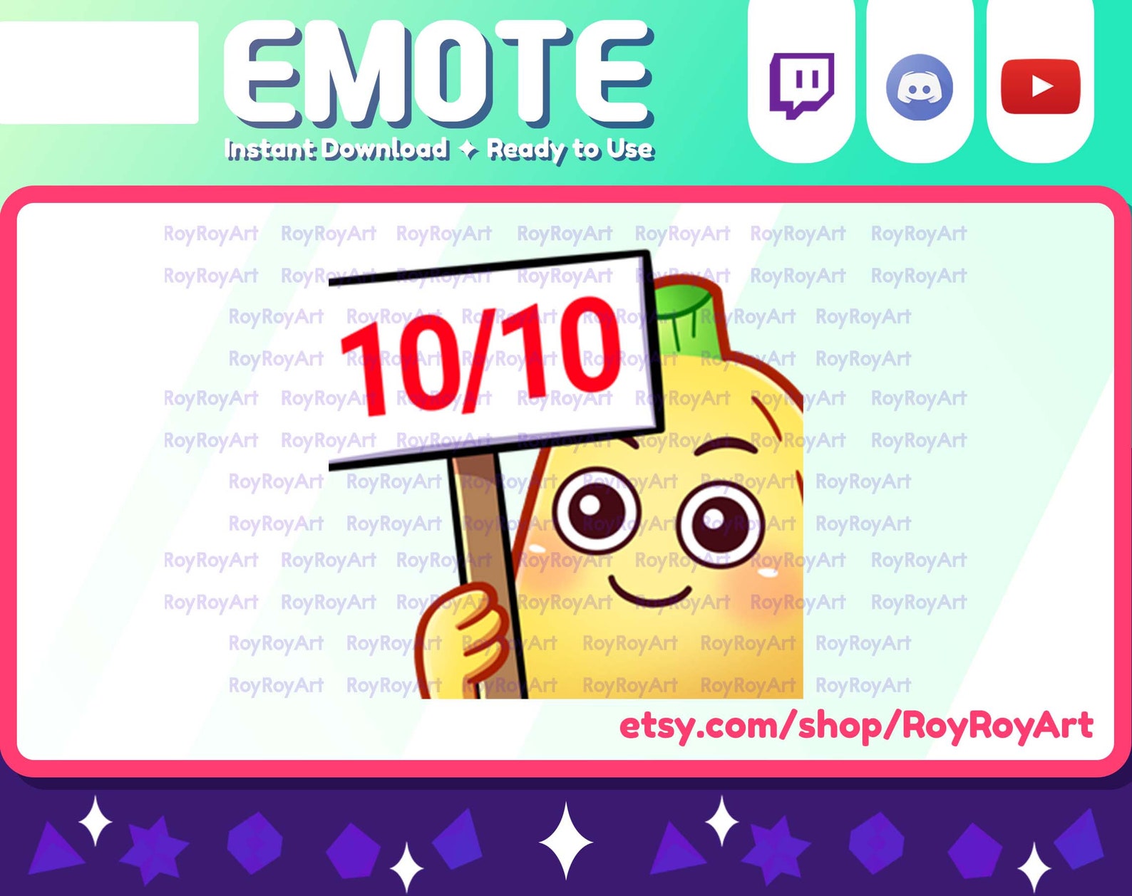 Twitch Emote - Cute Banana Holding a Sign 10/10 Emote / Sub Emoji - Etsy