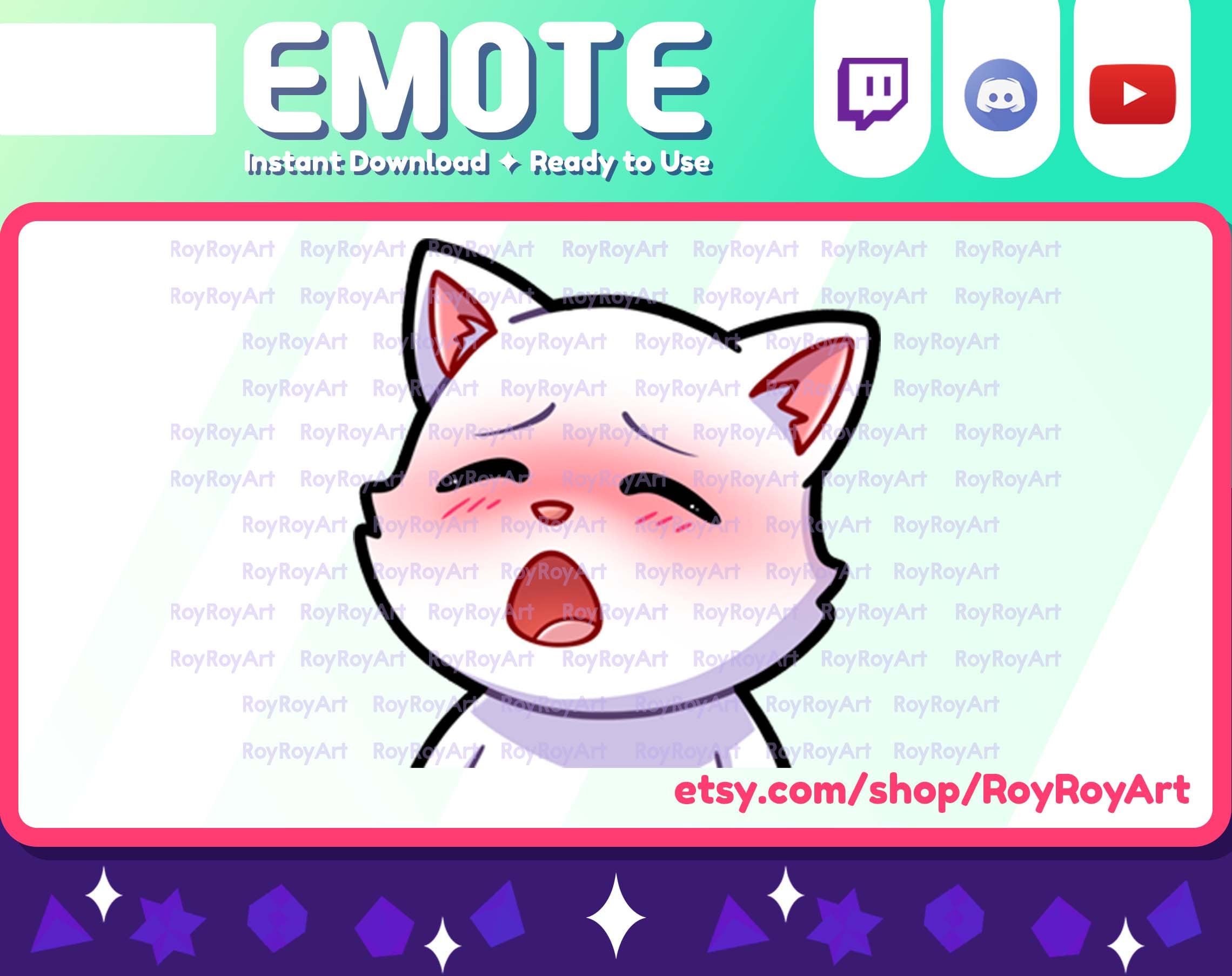 Twitch Emote White Cat Gasm Emote / Sub Emoji - Etsy