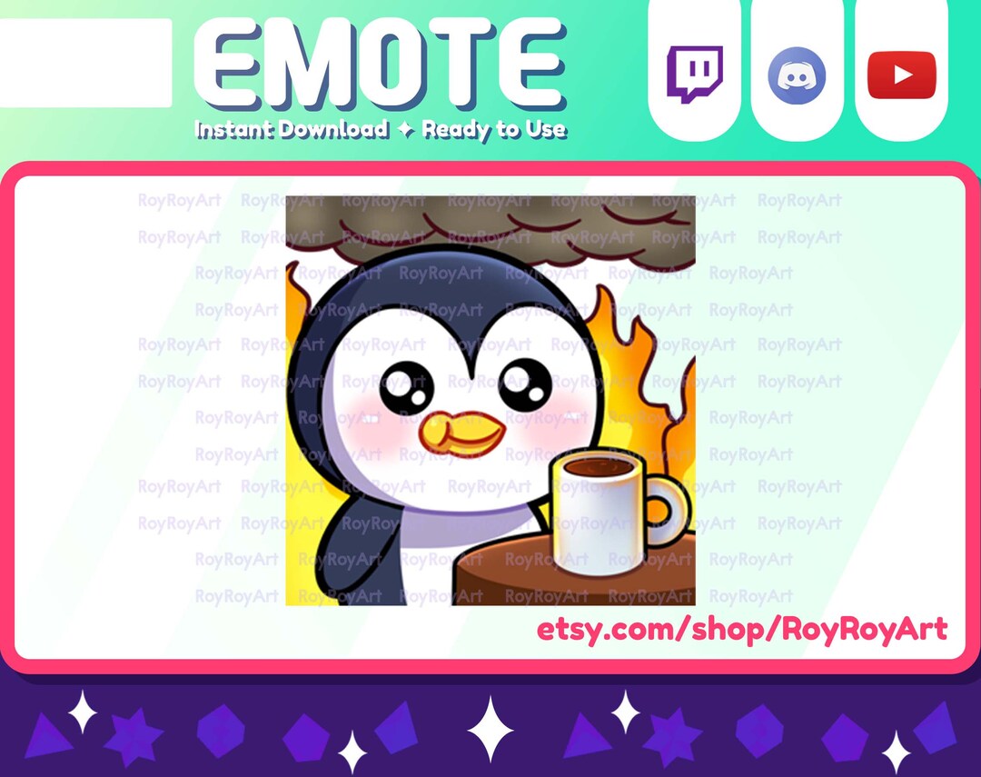 Twitch Emote - Cute Penguin This is Fine Emote / Sub Emoji - Etsy