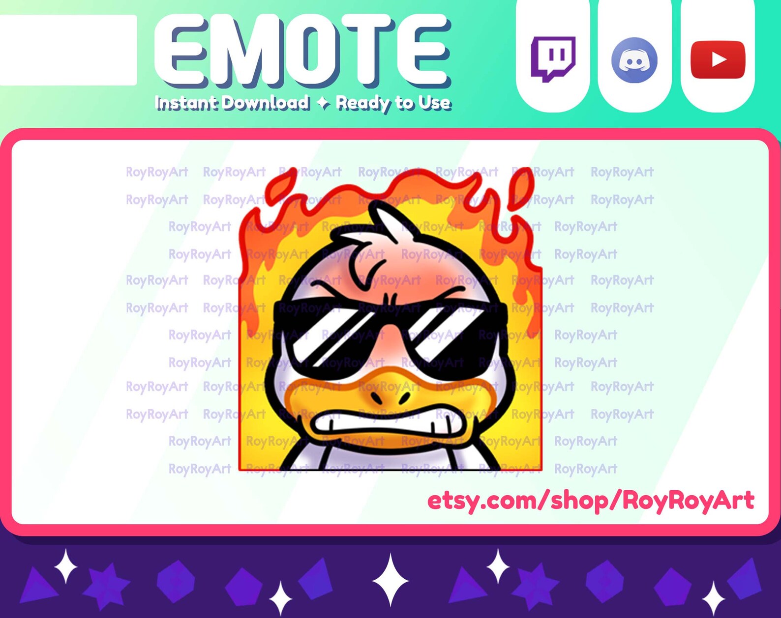 Twitch Emote - Cool Duck Angry Rage Fire / Sub Emoji Discord - Etsy