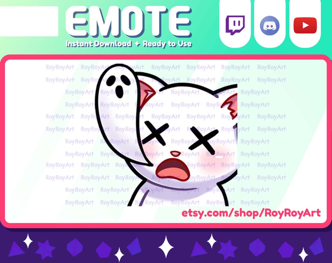 Twitch Emote - White Cat RIP Dead Emote / Sub Emoji - Etsy