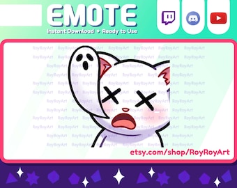 Twitch Emote / Cute White Cat RIP, Dead, Collapse Emotes / Kawaii ...