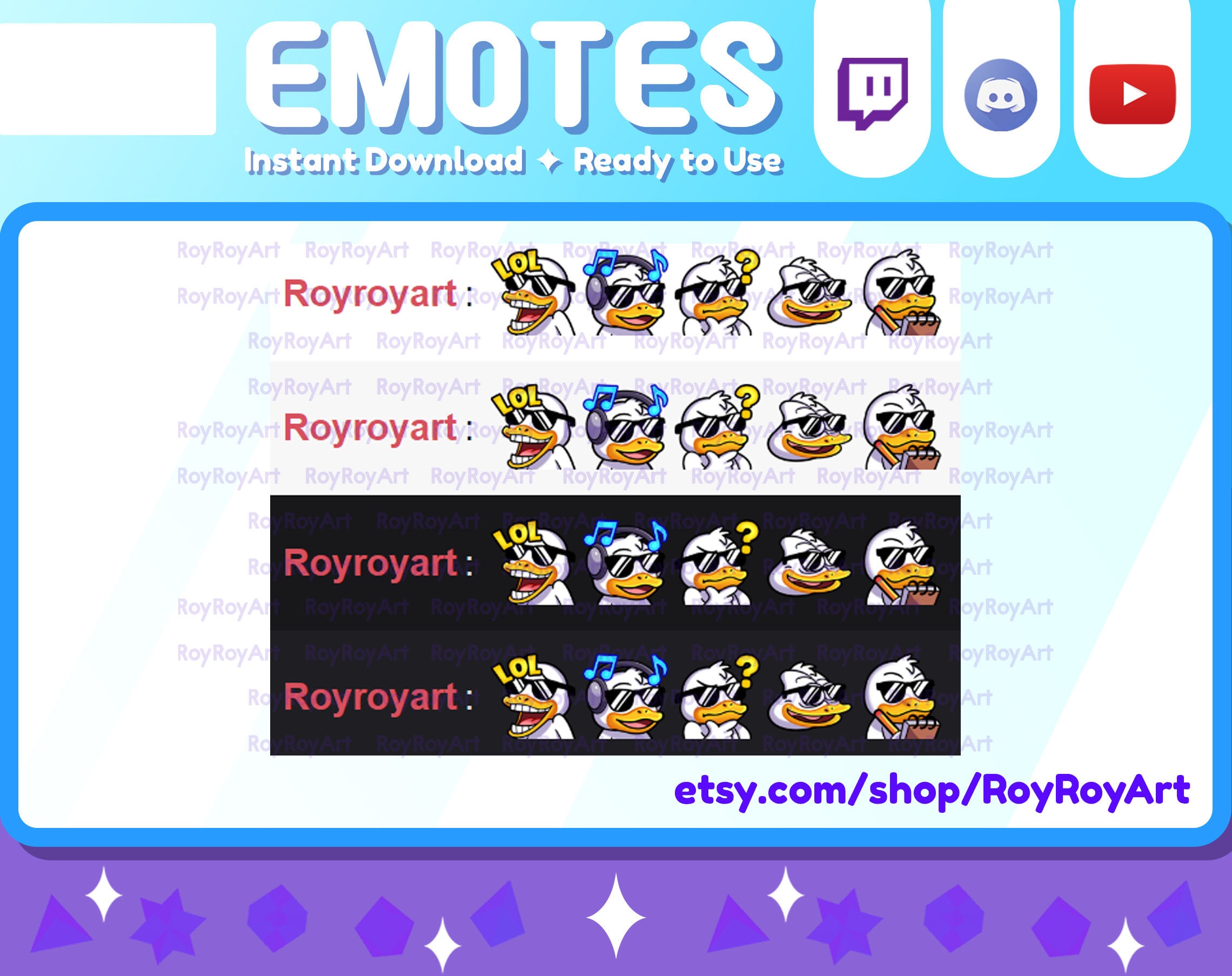 Twitch Emotes - Cool Duck Emotes Pack 7 / LOL, Music, Thinking, Pepega ...