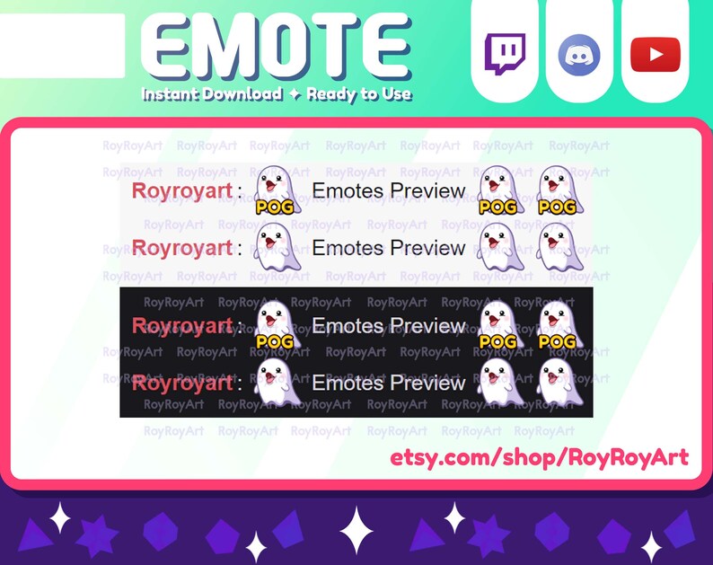 Twitch Emote - Kawaii Ghost POG Emote / Sub Emoji - Etsy