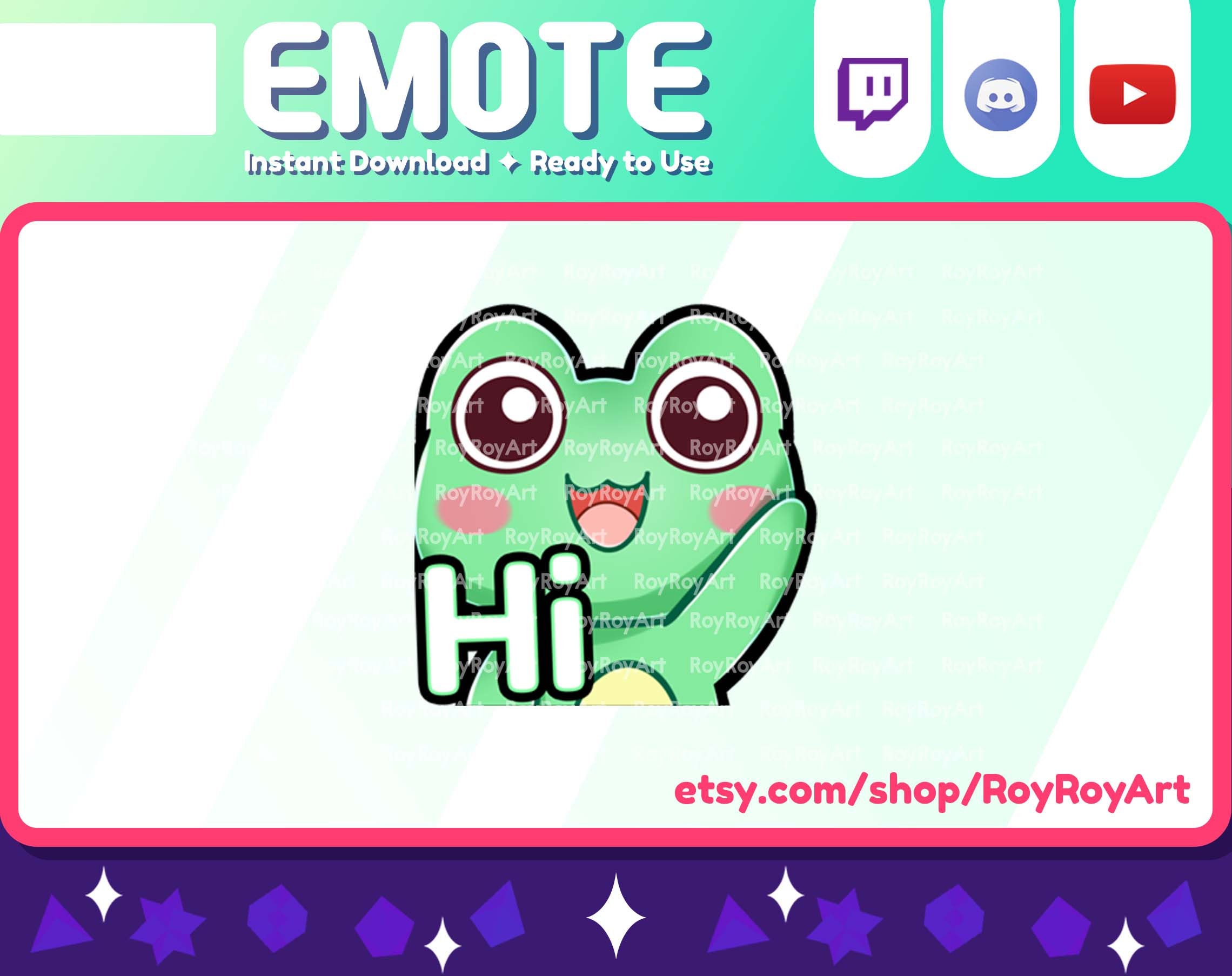 Twitch Emote Cute Frog Toad Emote Waving Hi Hello / Sub | Etsy