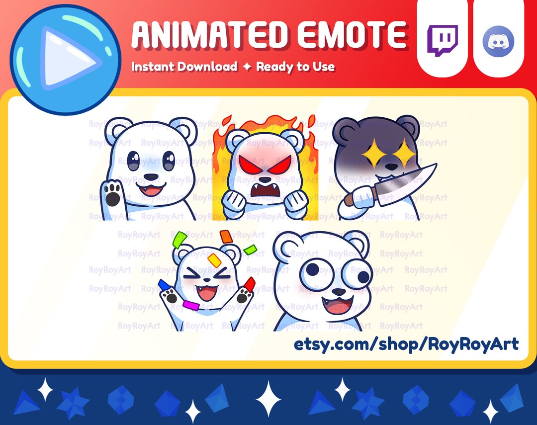 Twitch Emotes Animated - Polar Bear Emotes Animated Pack / Hi, Angry ...