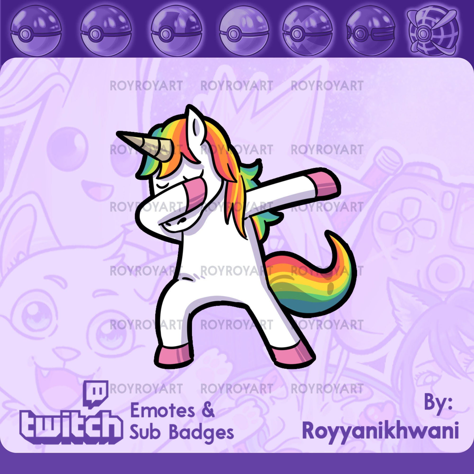 Twitch Emote Unicorn Dab hype emote kawai | Etsy